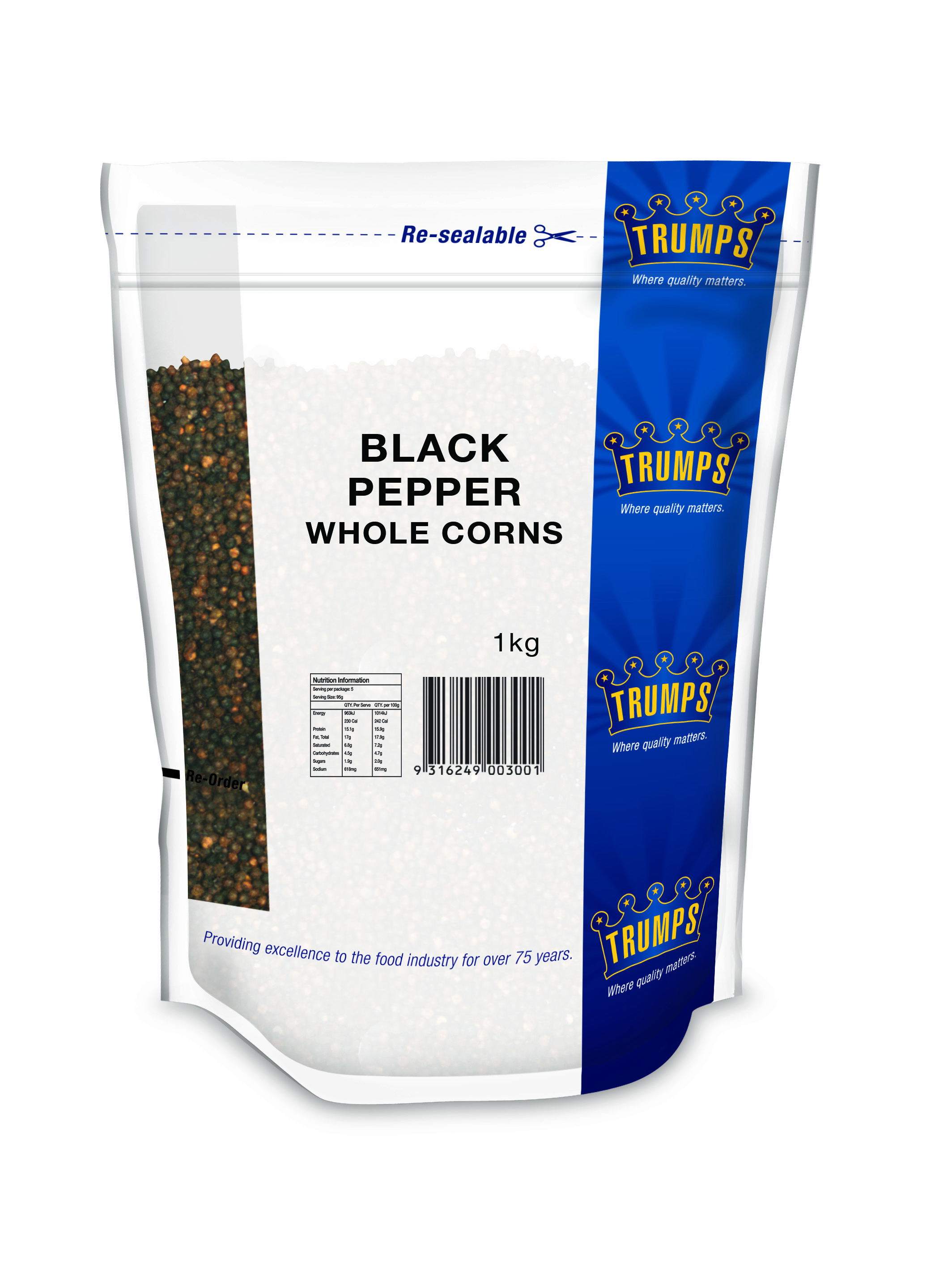 Trumps | BLACK PEPPER CORN 1KG (6x1KG)